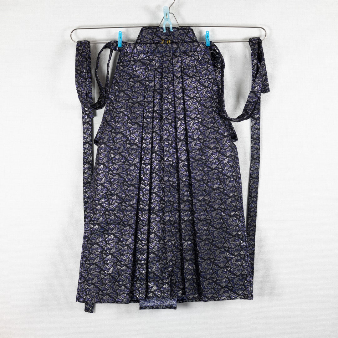 Vintage Hakama - Purple and Silver Brocade Geometric Triangle Lattice ...