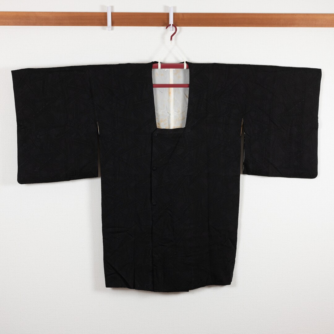 Vintage Black Formal Michiyuki With Embroidered Traditional Obi Pattern ...