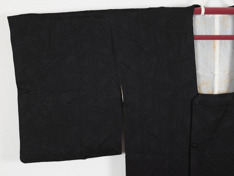 Vintage Black Formal Michiyuki With Embroidered Traditional Obi Pattern ...