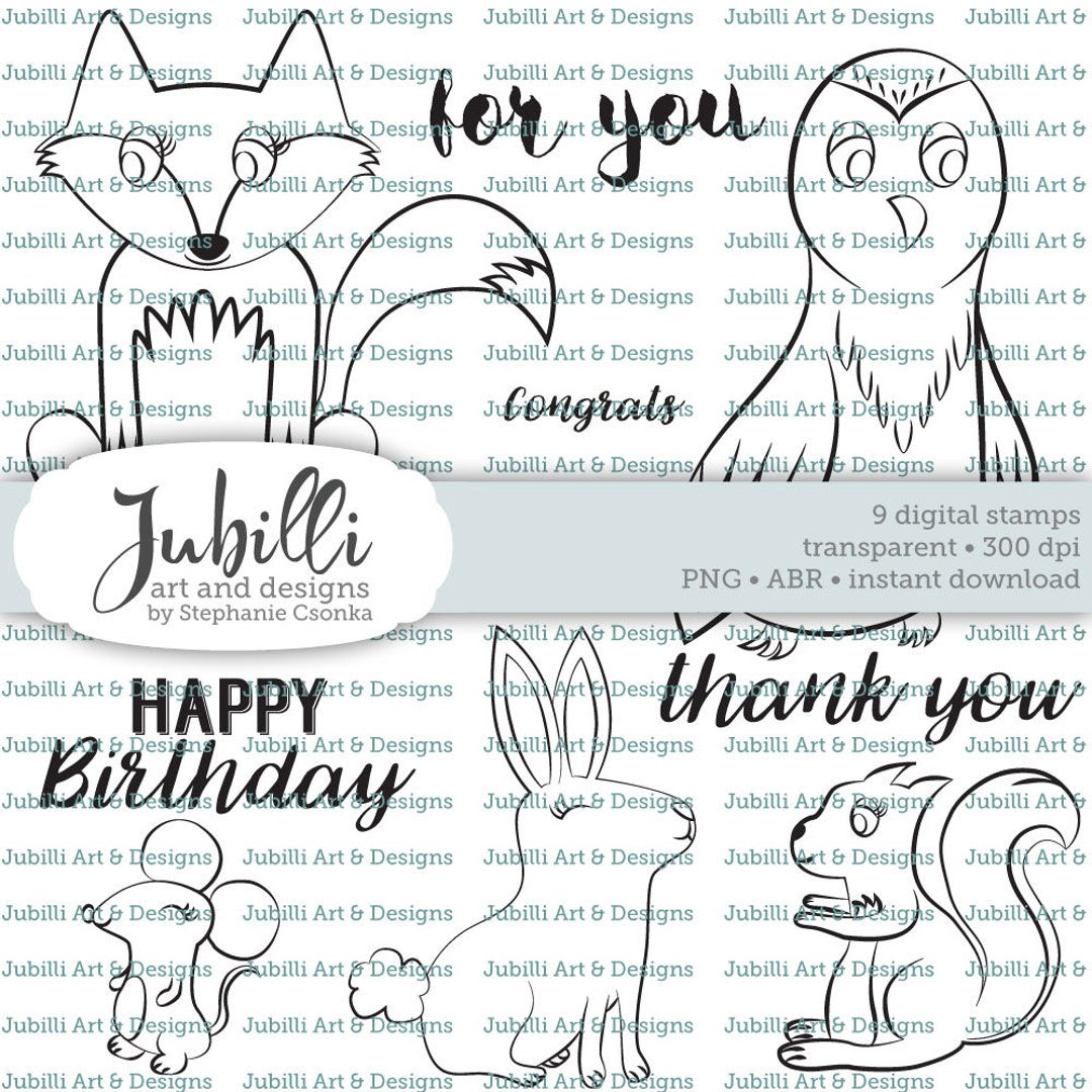Forest Animal Digital Stamp Set, PNG Digi Clipart, PS Brushes - Etsy