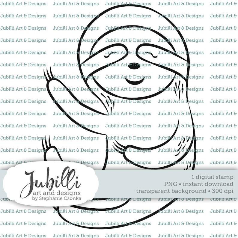 Sleepy Sloth Digital Stamp, PNG Clip Art, ABR Brush - Etsy
