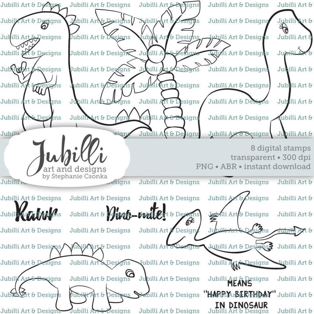 Dinosaur Digital Stamp Set, Dino Digi PNG Clipart - Etsy