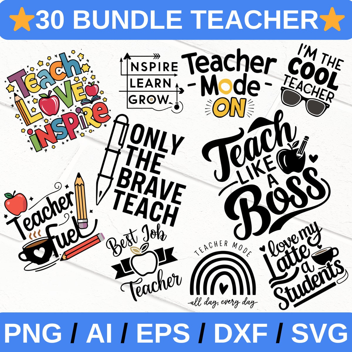 Teacher Bundle Monogram Svg Teacher Quote Svg Teacher Shirt Svg School ...