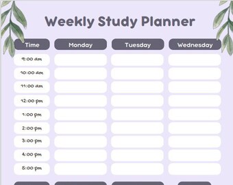 Printable Weekly Study Planner - Etsy
