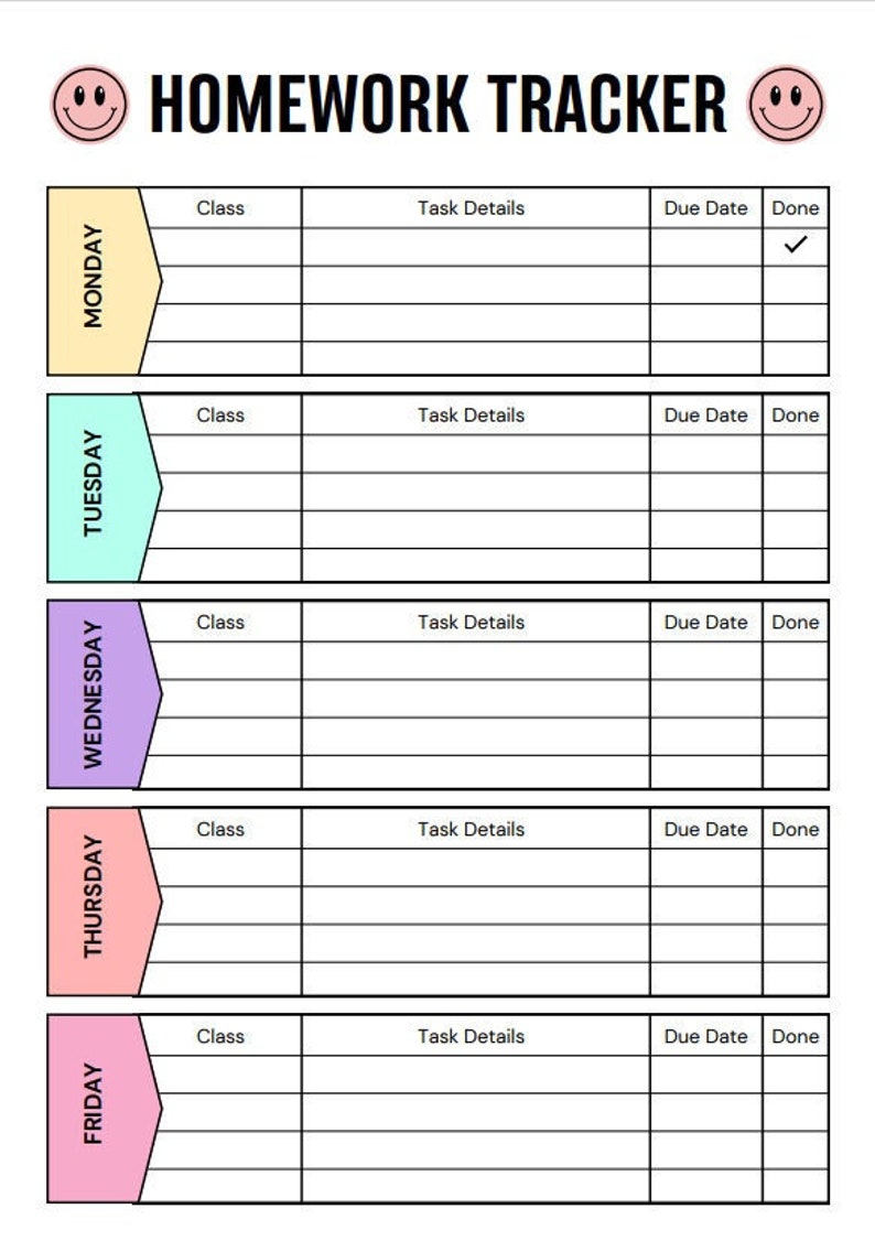 Homework Tracker - Etsy UK