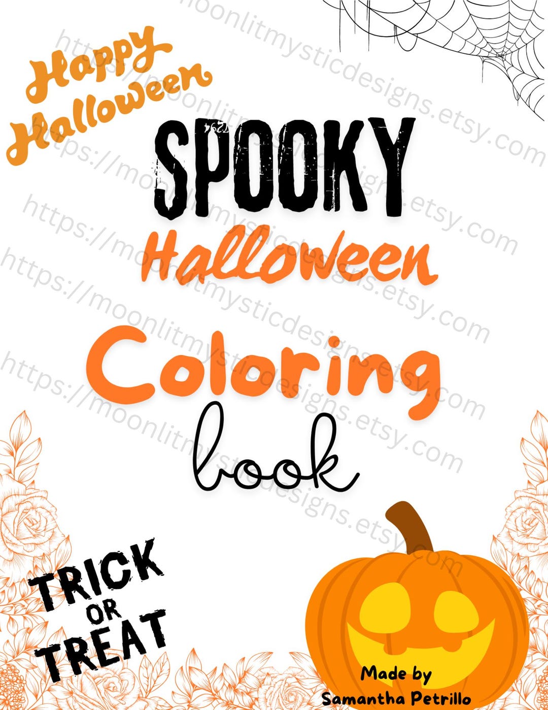 Spooky Halloween Coloring Book, Kids Halloween Activity, Digital ...