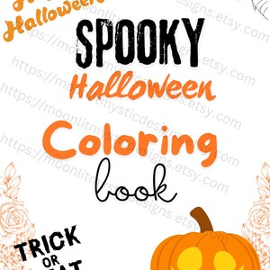 Spooky Halloween Coloring Book, Kids Halloween Activity, Digital ...