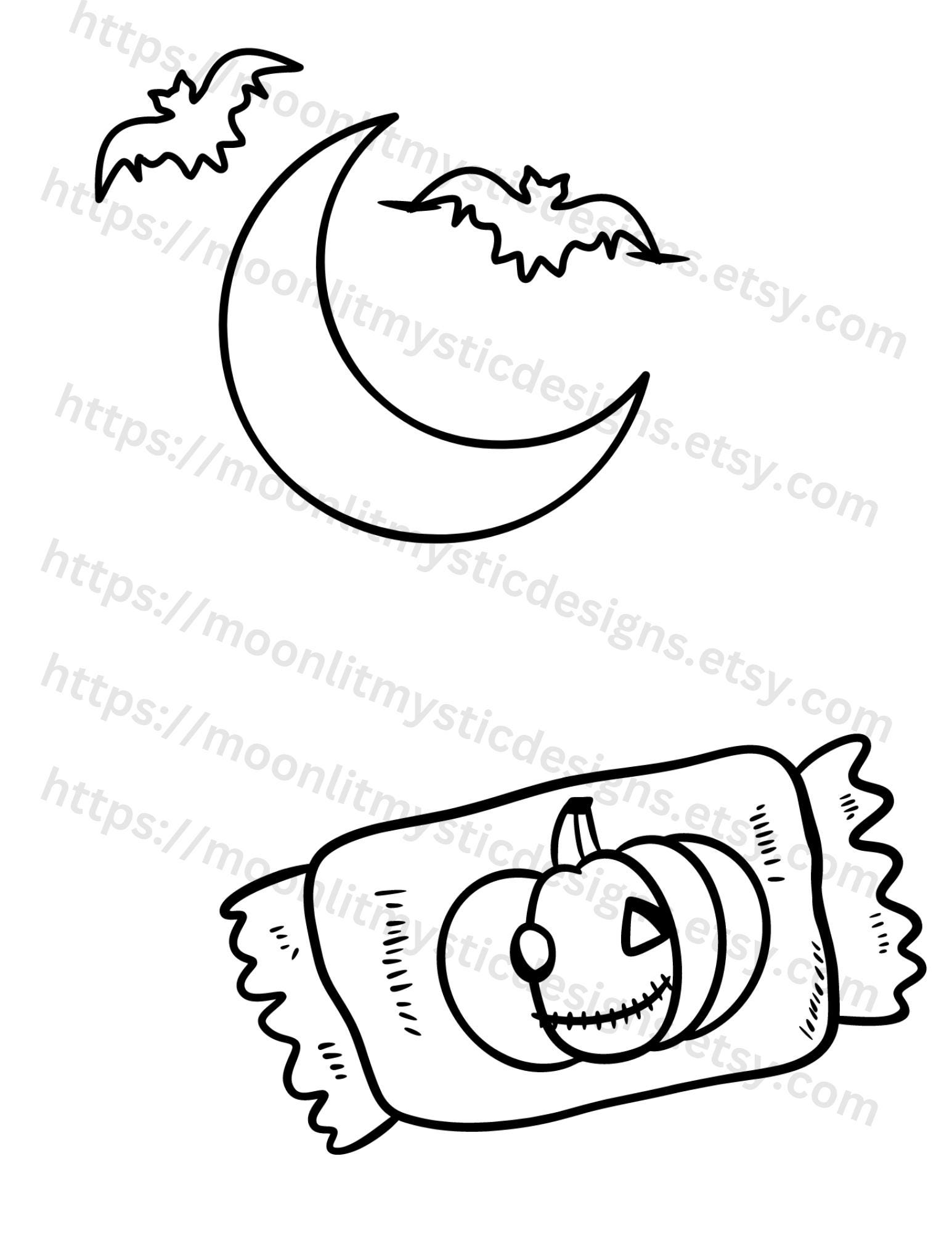 Spooky Halloween Coloring Book, Kids Halloween Activity, Digital ...