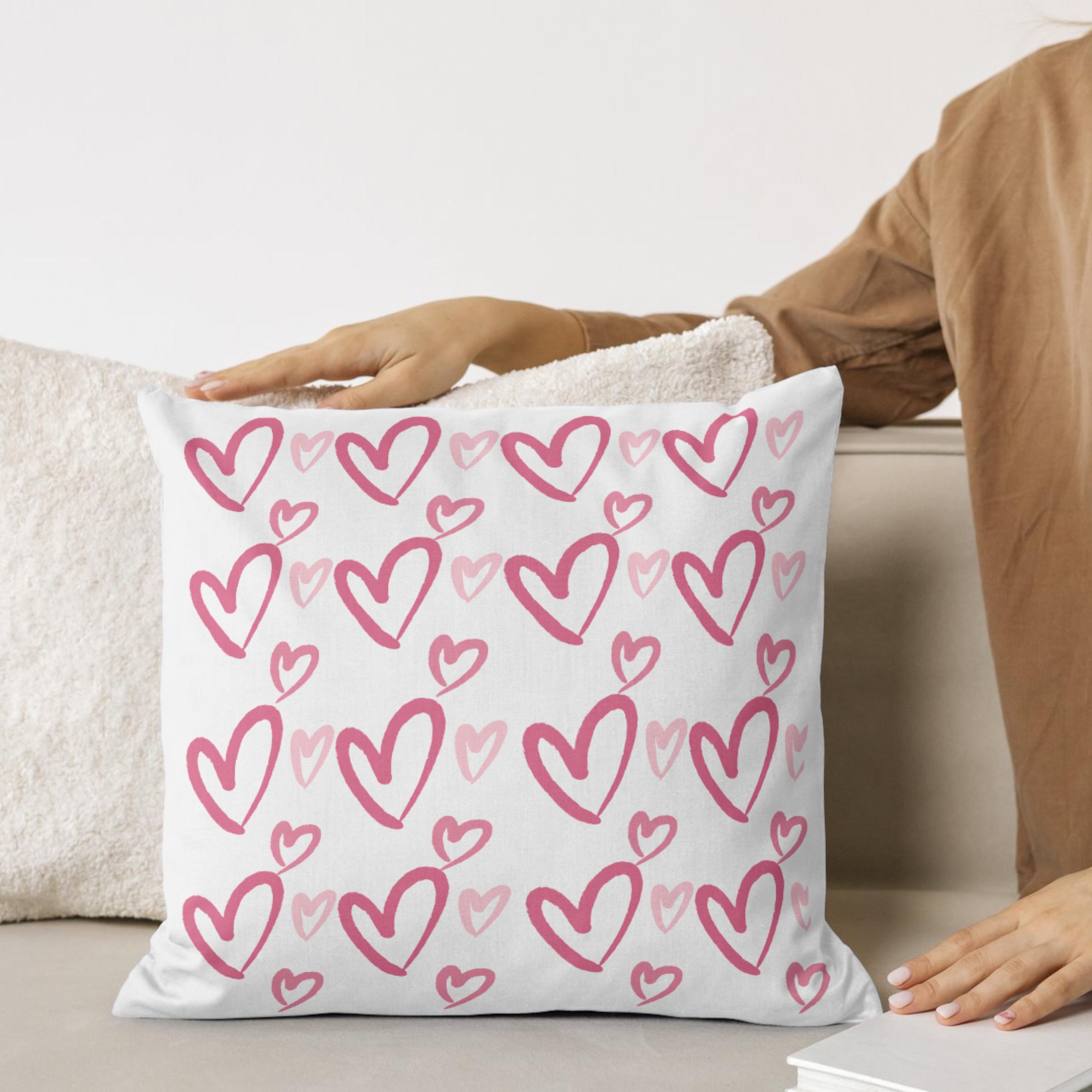 Hugs and Kisses Pillow, Heart Design Throw Cushion for Home, XOXO ...