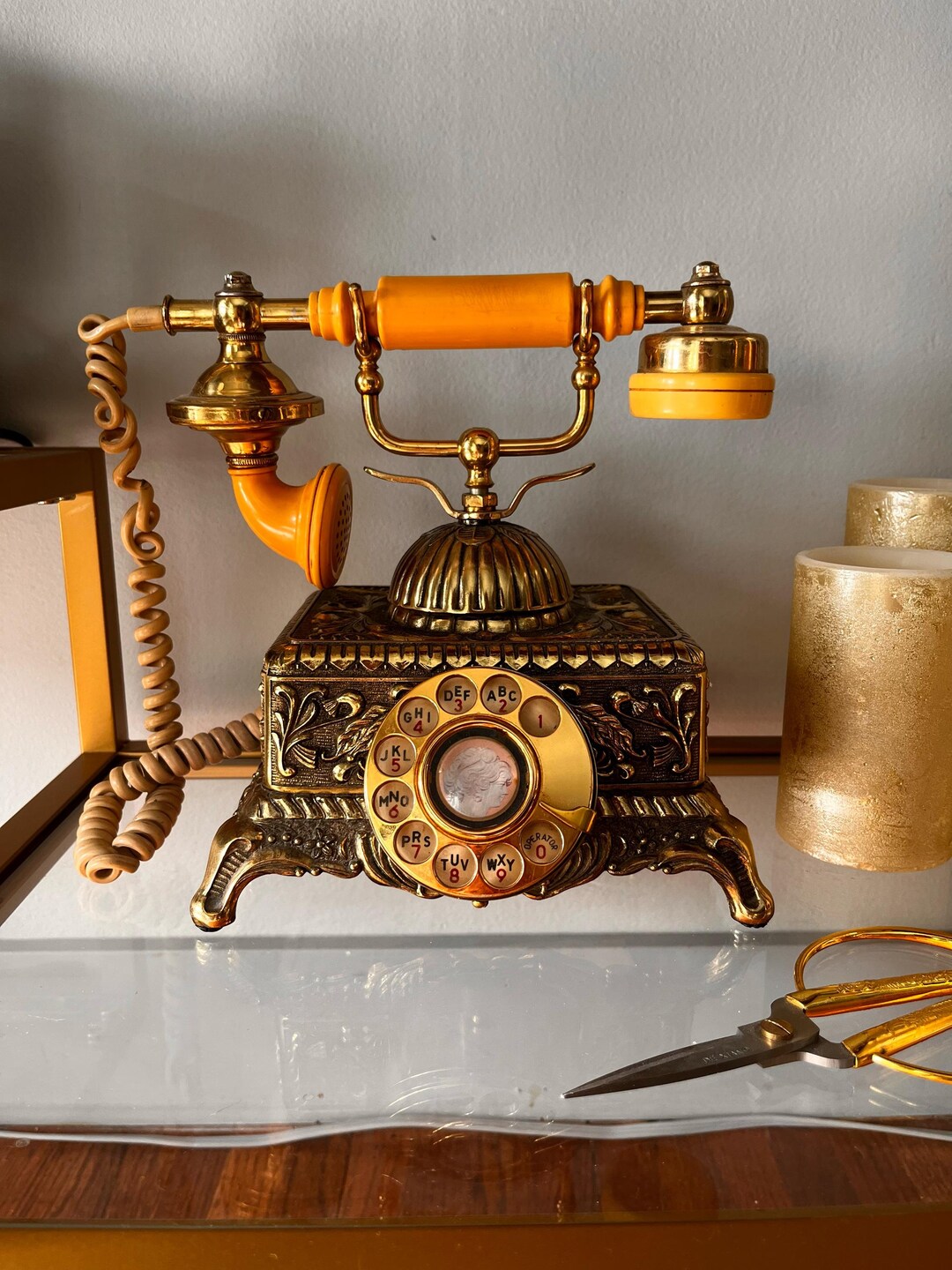 VTG Victorian-style Rotary Telephone – Brass Gold Tone With Ornate ...