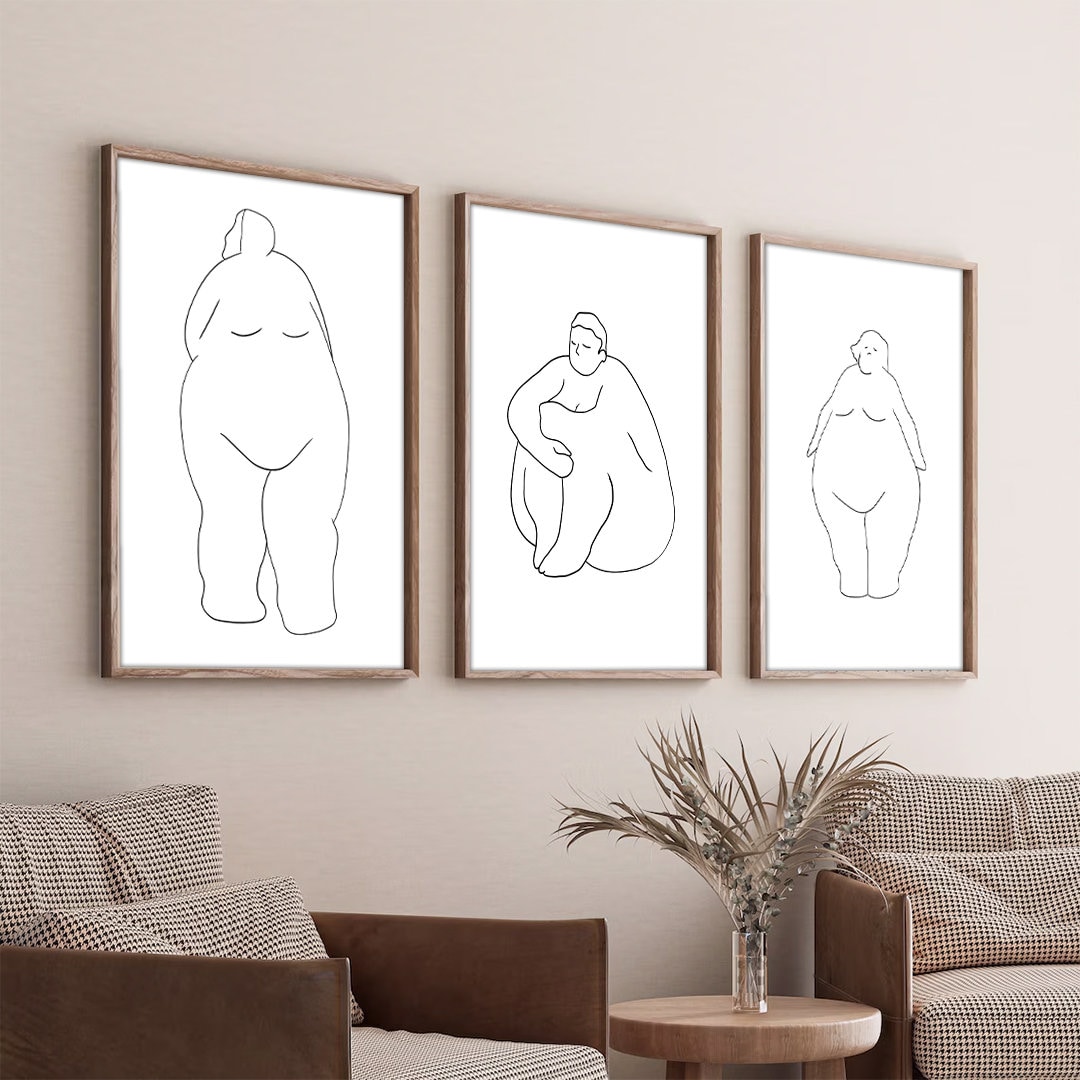3 Pack Print Bundle Fat Woman Wall Art Curvy Woman Print Body