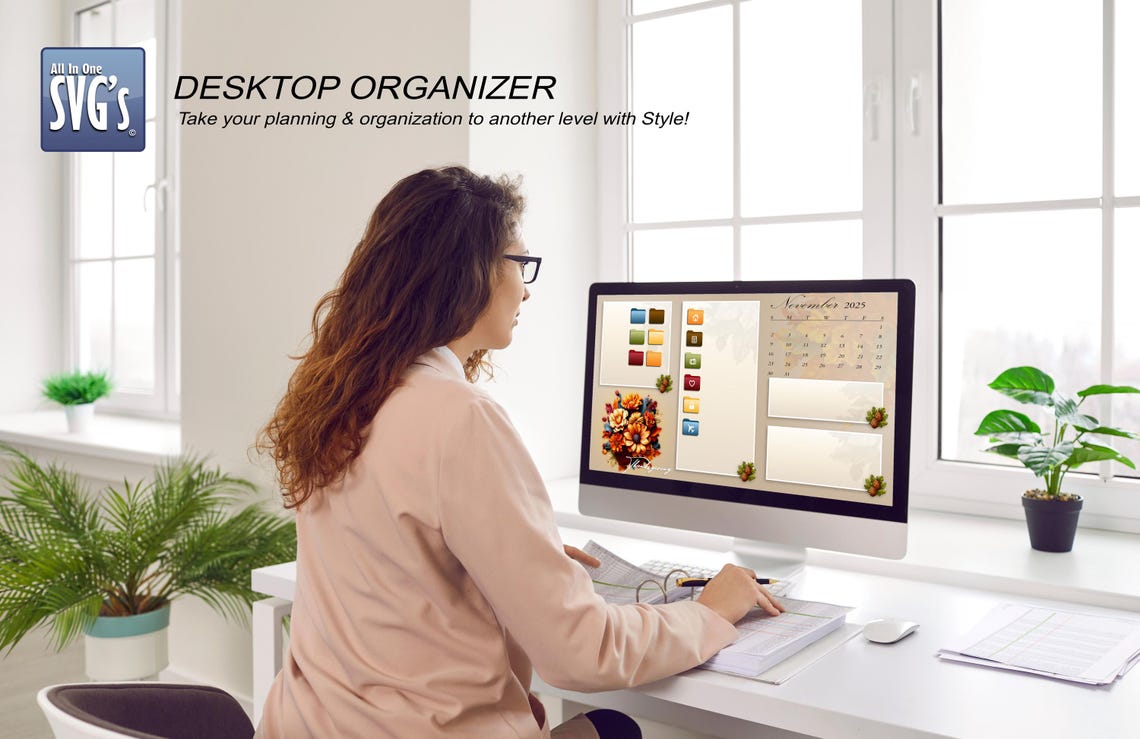 2025 Desktop Wallpaper Organizer With Monthly Calendar & 126 Folder ...