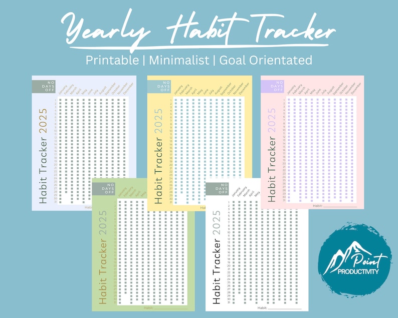 Yearly Habit Tracker | Monthly Habit Tracker | Goal Tracker | Habit Log ...