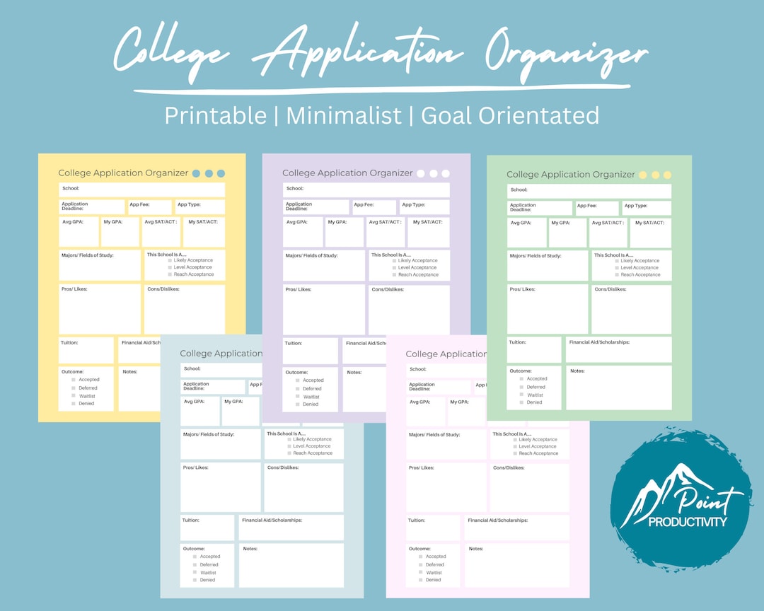 College Application Planner| Information Organizer | Outcome Tracker ...