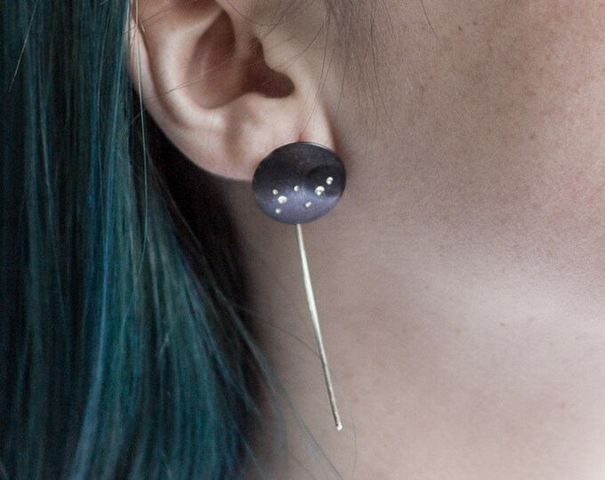 Black Celestial Threader Earrings Edgy Astronomy Gift for Women in Science - Etsy