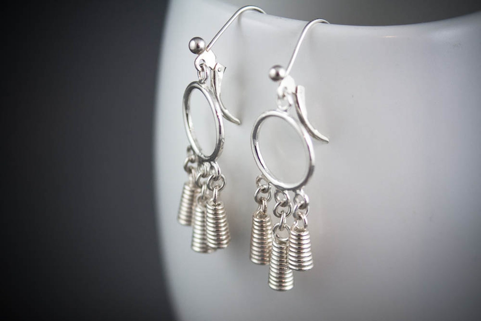 Nordic Earring Gift for Woman Silver Bell Earrings Recycled - Etsy