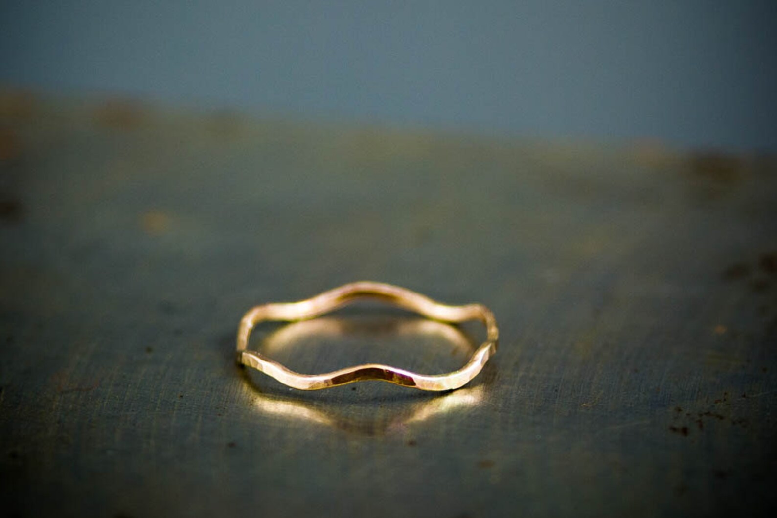 Solid 14k Gold Ring Recycled Gold Ring Wavy Ring Hammered - Etsy
