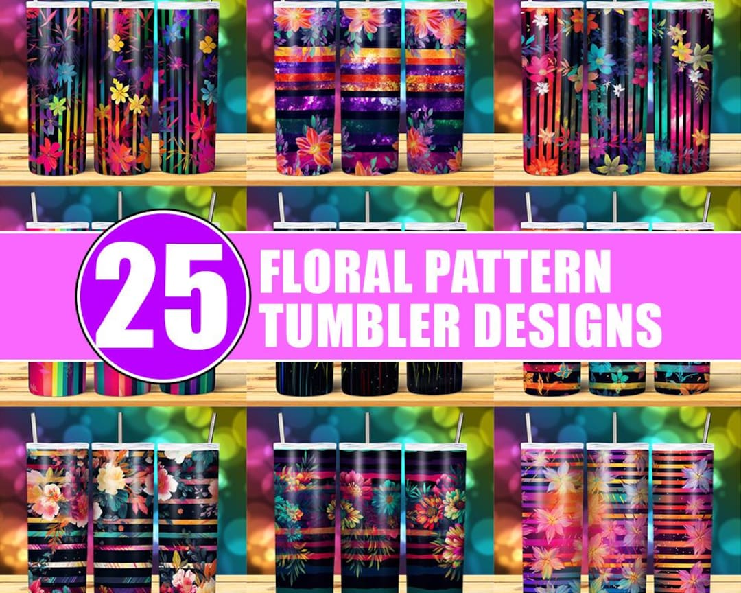 FLORAL PATTERN TUMBLER Designs Bundle 20oz Straight Tumbler - Etsy