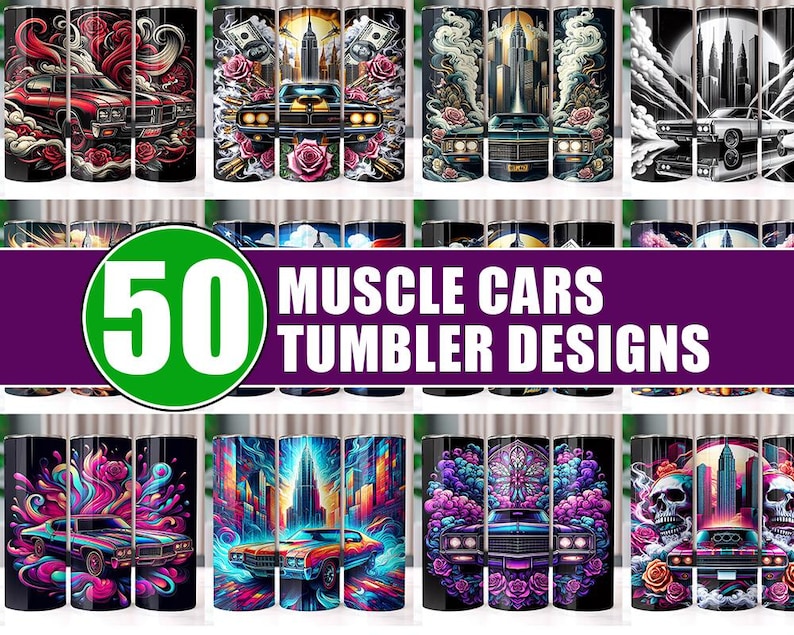 MUSCLE CARS TUMBLER Designs Bundle 20oz Straight Tumbler - Etsy