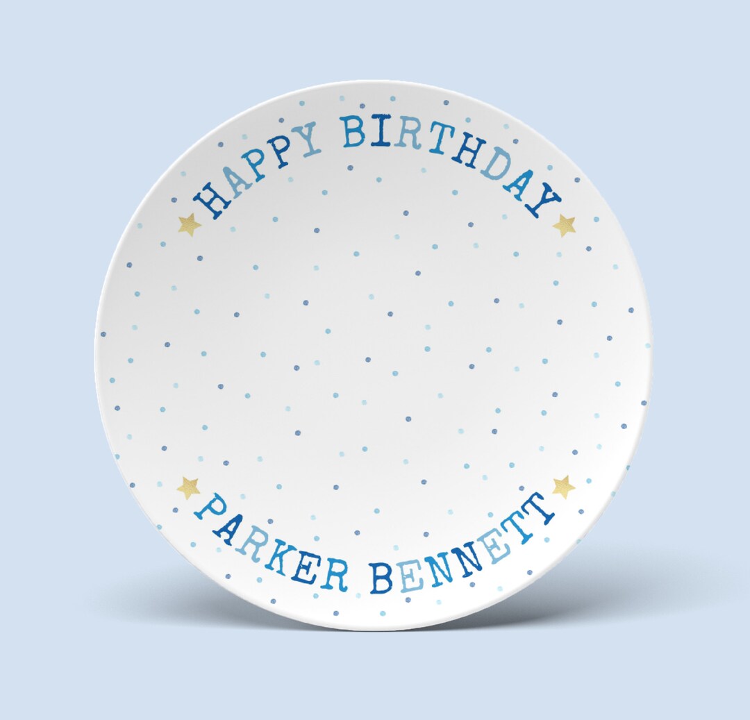 Baby Blue Boy Birthday Plate. NEW Blue Confetti Option. Personalized ...