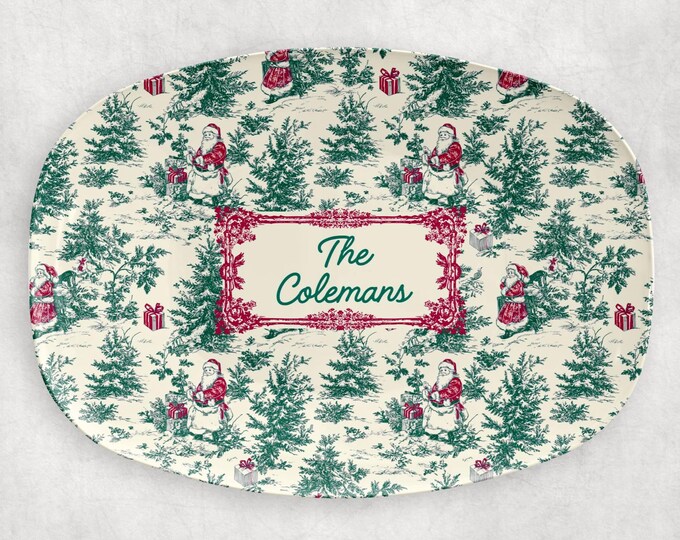 Vintage Toile De Jouy Christmas Platter: Santa Chinoiserie Decoware ...