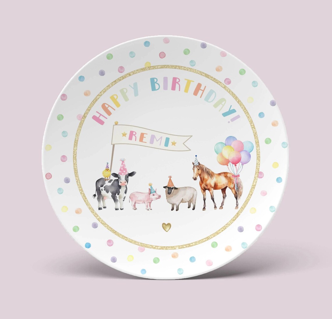 FARM Party Animals Parade Personalized Birthday Plate. Cow, Pig, Horses ...