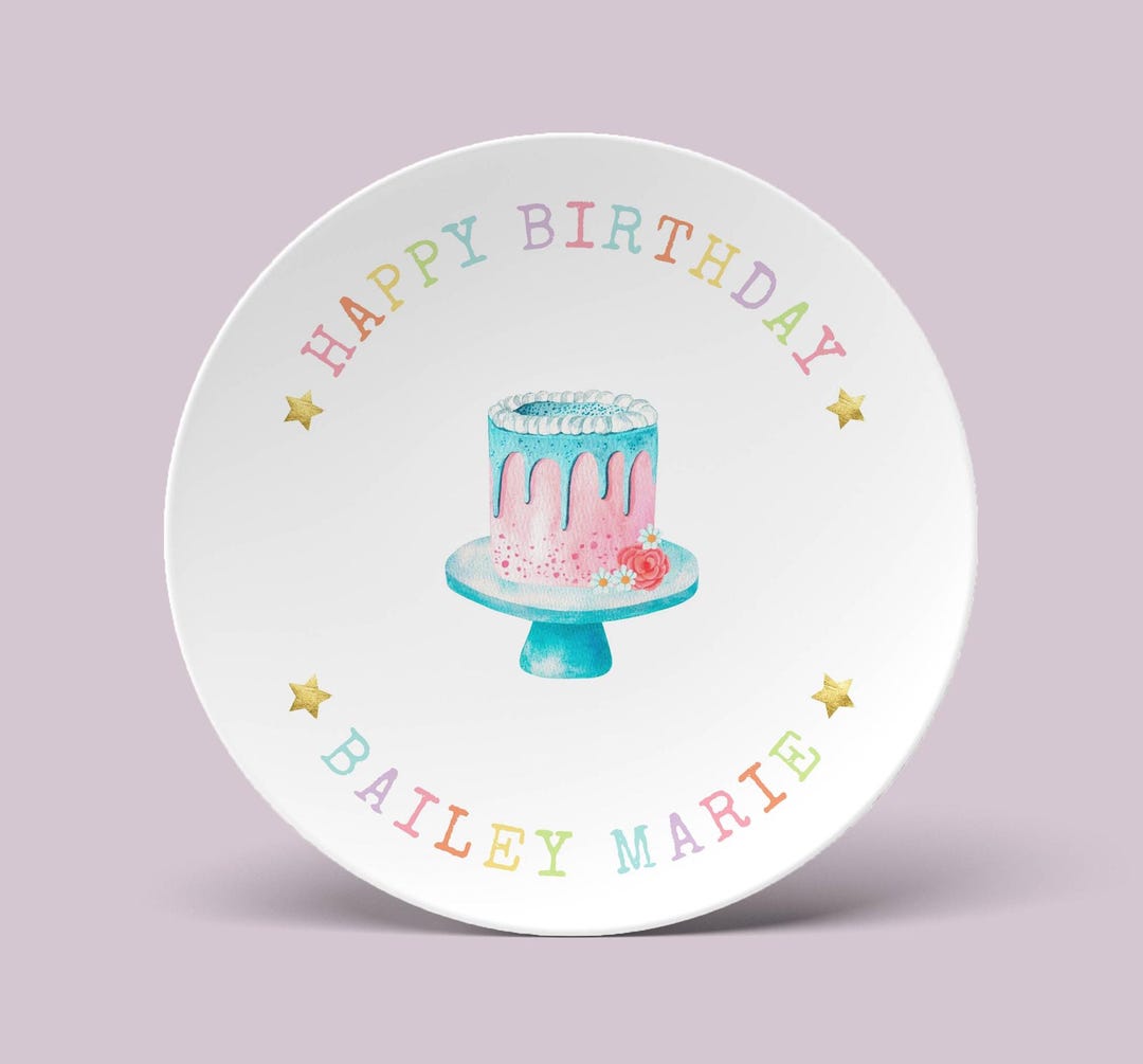 Pastels Happy Birthday Cake Plate. Tea Parties, Baby, Bridal, Special ...