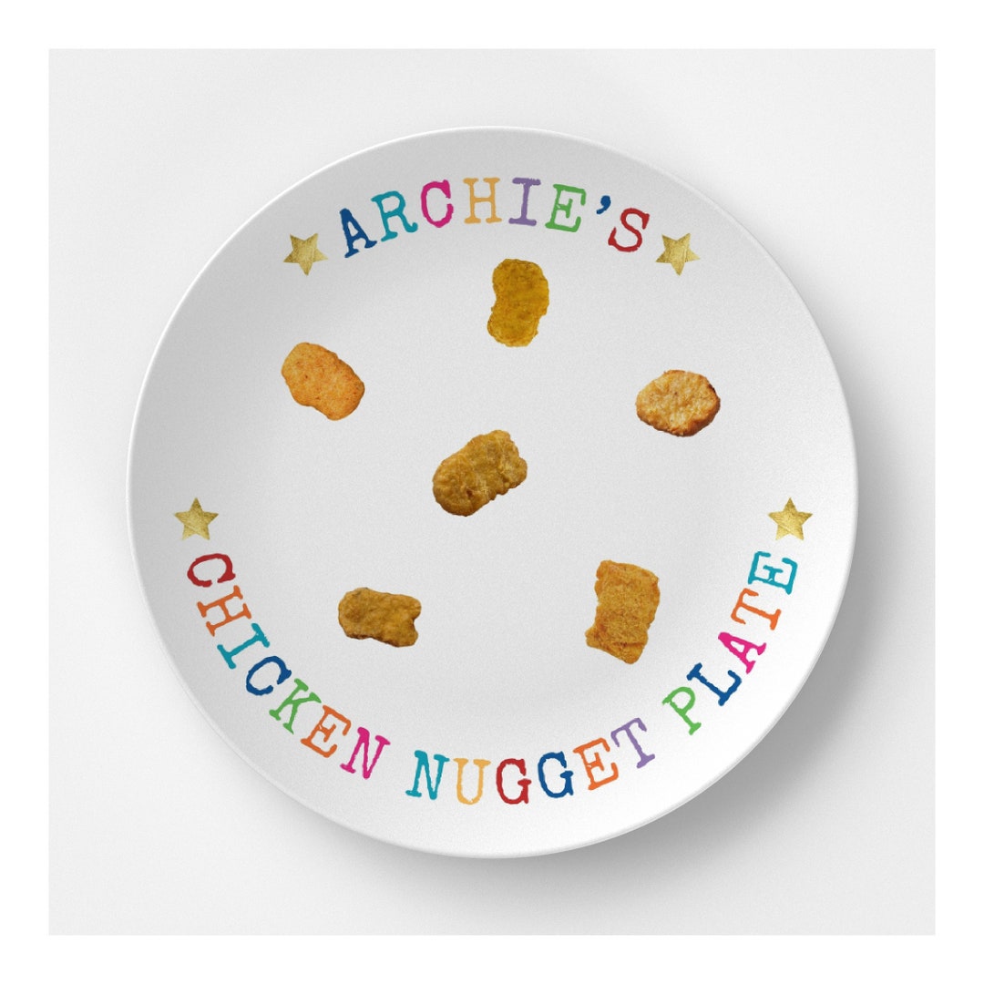 NEW CHICKEN NUGGET Personalized Plate. Nuggie Fans, Ketchup, Sensory ...