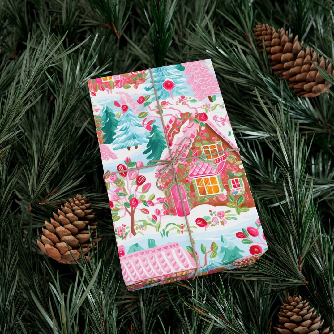 Preppy GINGERBREAD HOUSES Christmas Gift Wrap. Palm Beach - Etsy