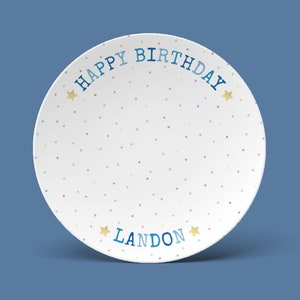 Baby Blue Boy Birthday Plate. NEW Blue Confetti Option. Personalized ...