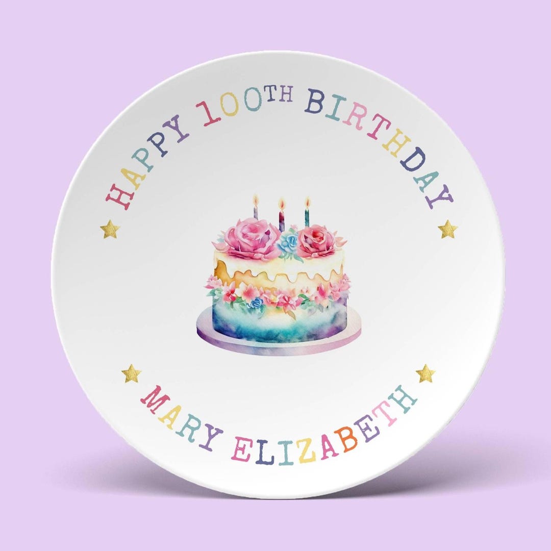 Personalized Birthday Cake Plate. Sturdy, Unbreakable Decoware. 1st ...