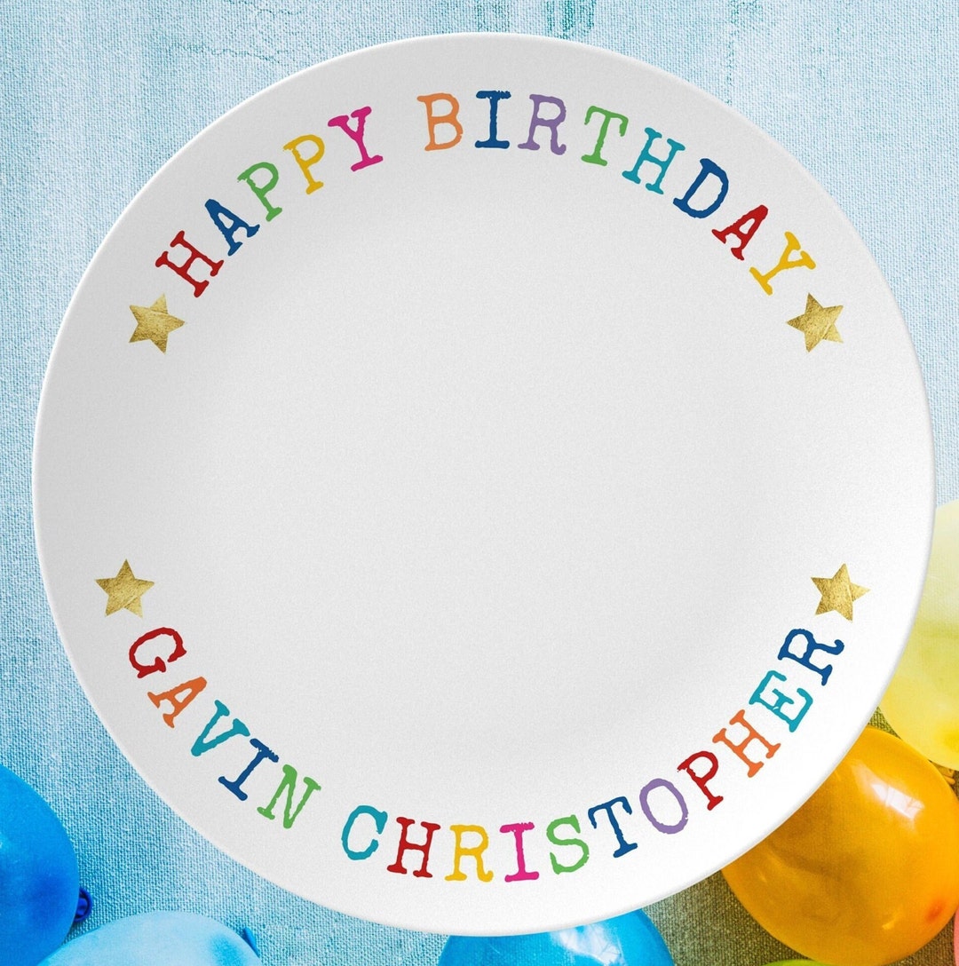 Happy Birthday Plate. Personalized. 10 Decoware Plate W Your Text. so ...