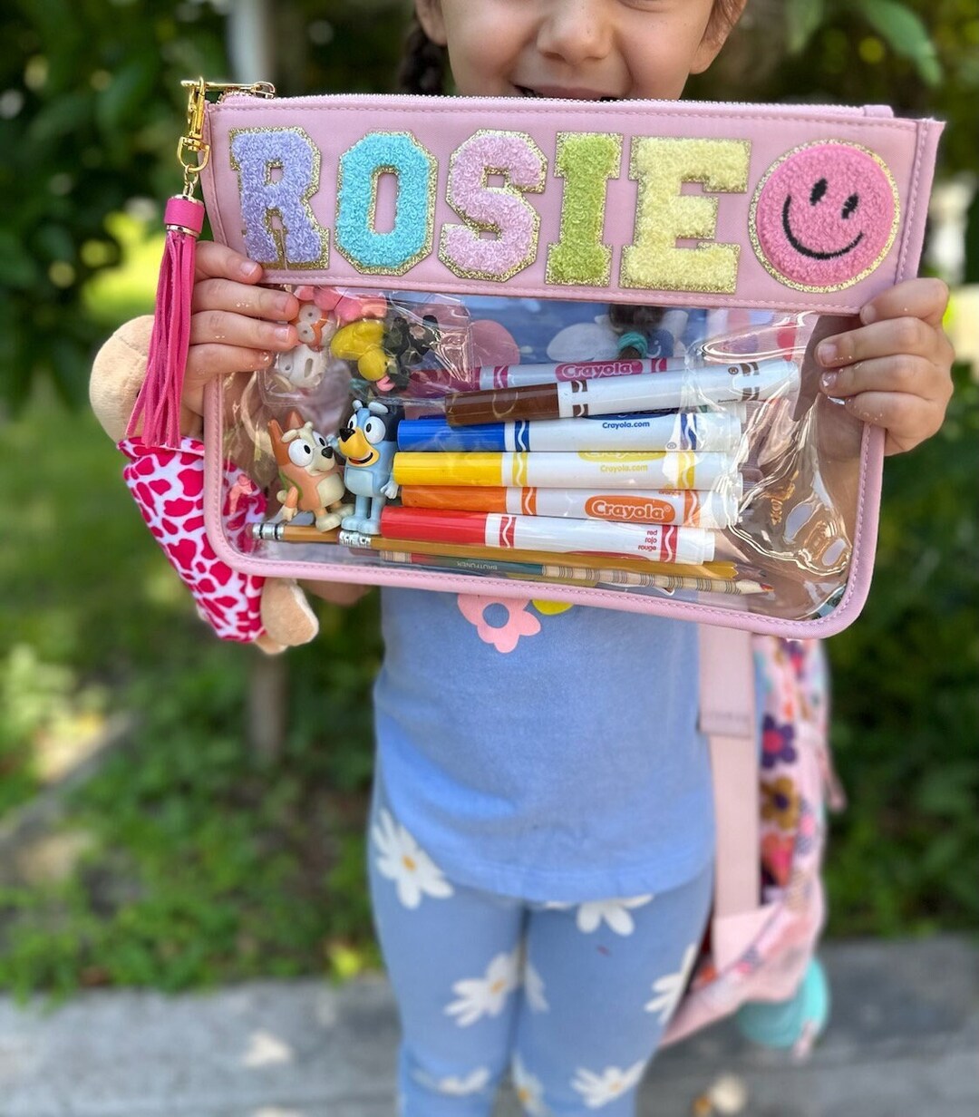 Pink Custom Name Clear Pouch. Art Supplies, Snacks, Swim, Dance ...