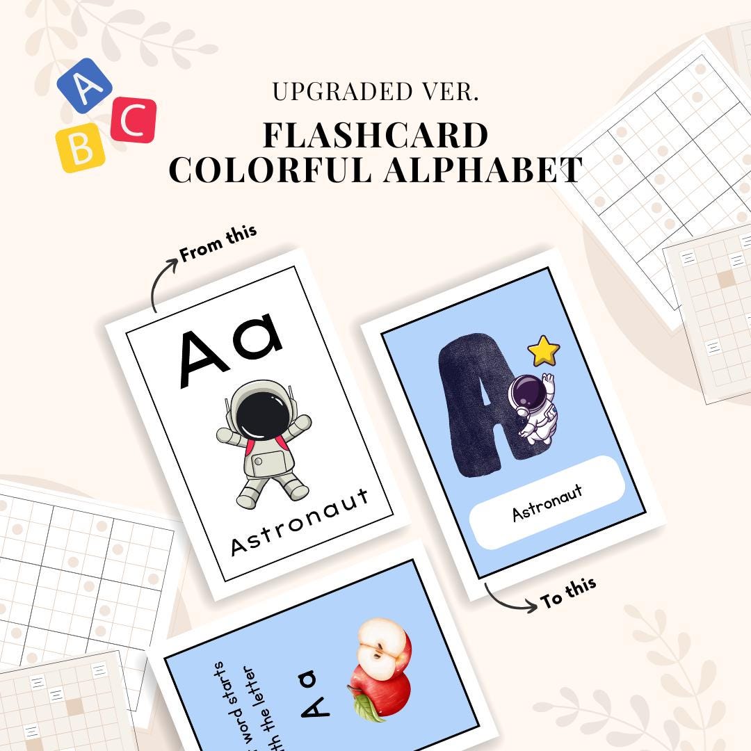 Colorful Alphabet Flashcard Printable / Montessori Materials ...