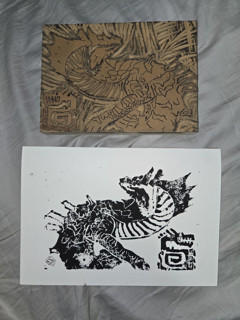 Lagiacrus Monster Hunter -linocut Print - Etsy