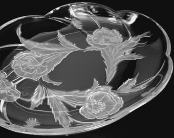 Mikasa Crystal Serving Platter Meadow Melody Pattern With Embossed ...