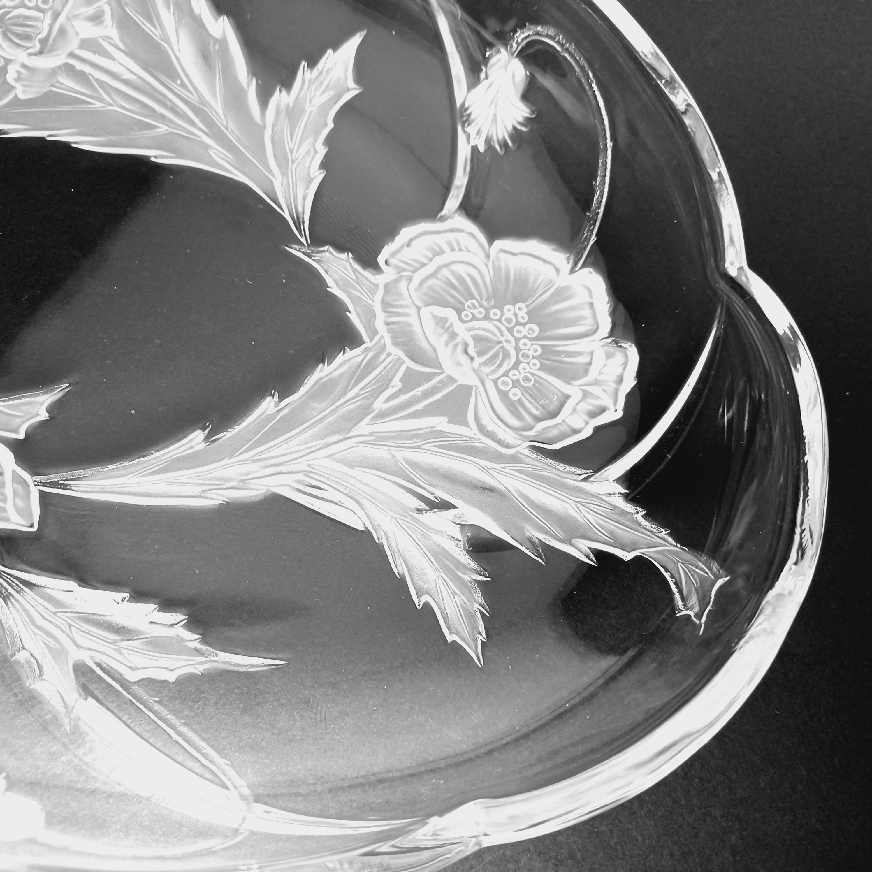Mikasa Crystal Serving Platter - Meadow Melody Pattern With Embossed ...