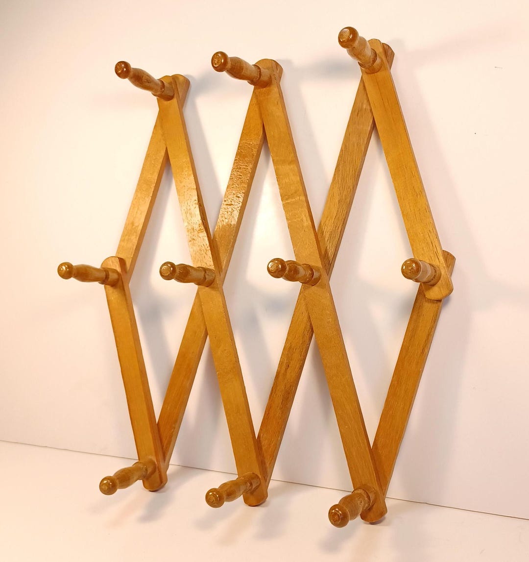Vintage Accordion Peg Rack Expandable Wooden Rack With 10 Pegs - Etsy