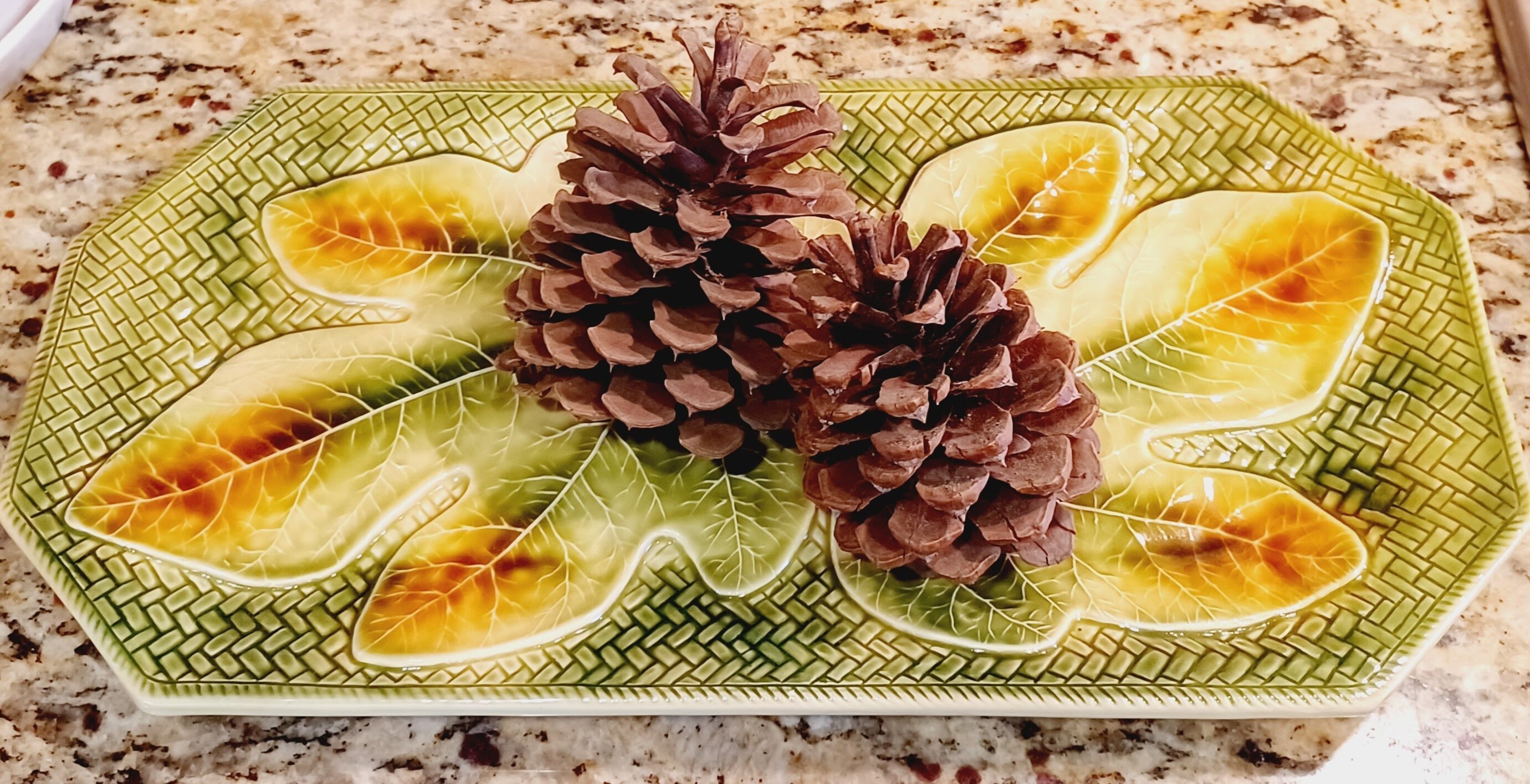 Ancora Ceramic Serving Platter - Fall Leaves Basketweave Pattern Made ...