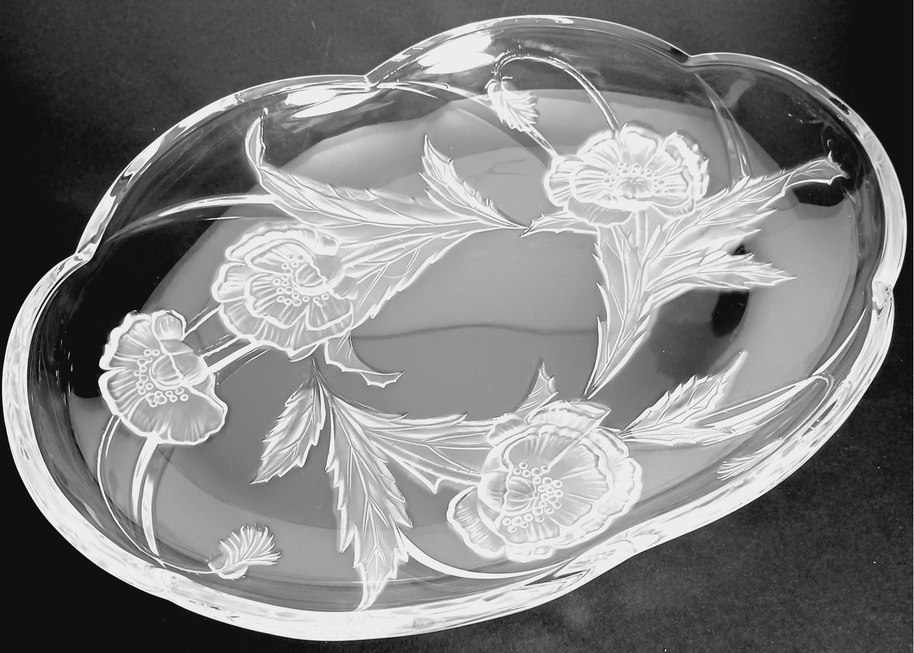 Mikasa Crystal Serving Platter Meadow Melody Pattern With Embossed ...