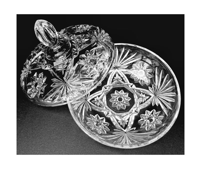 Anchor Hocking Large Candy Dish With Lid - Early American Prescut Clear ...