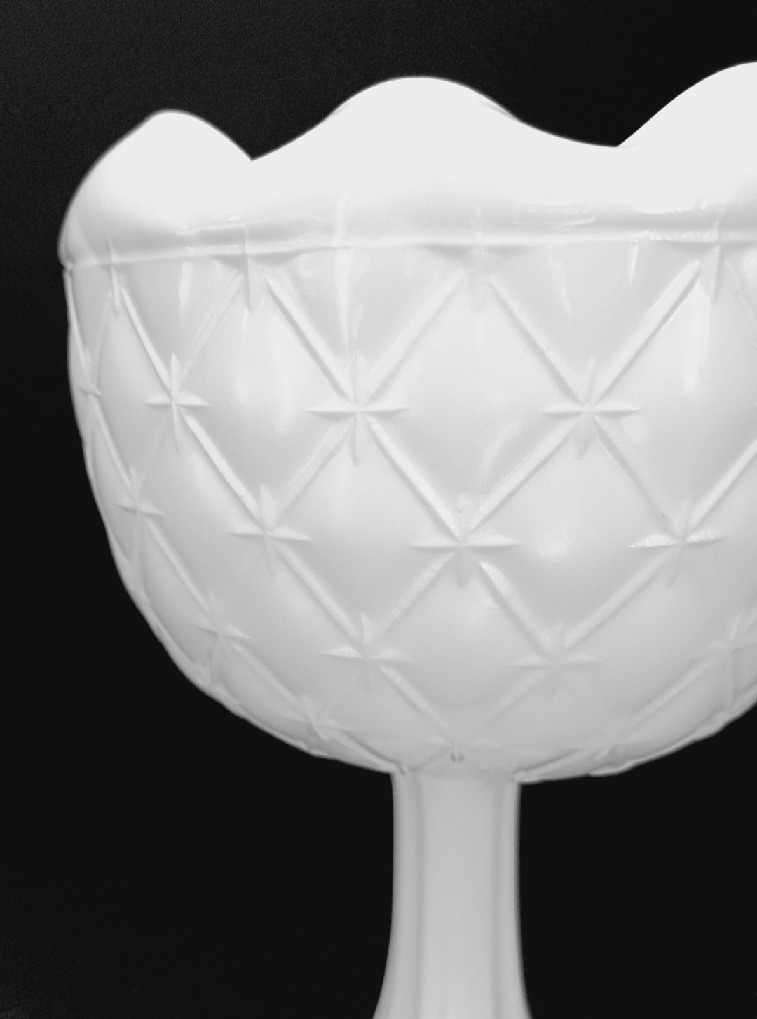 Indiana Glass Milk Glass Compote Duette Quilted Diamond Pattern With ...