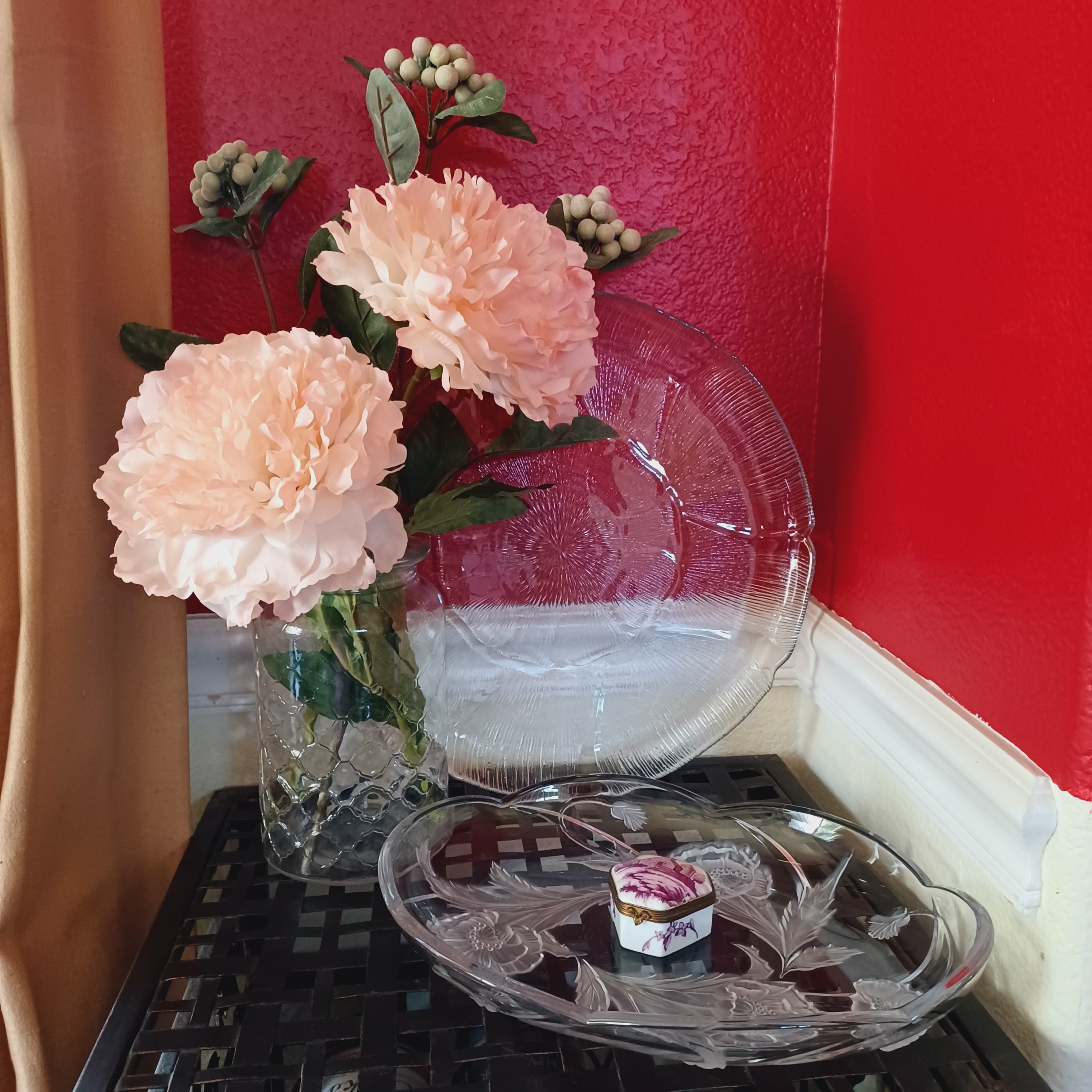 Mikasa Crystal Serving Platter Meadow Melody Pattern With Embossed ...