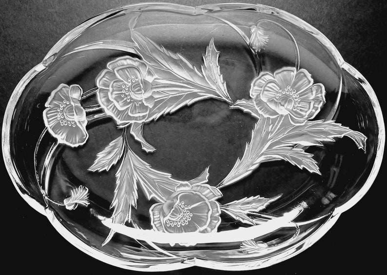 Mikasa Crystal Serving Platter Meadow Melody Pattern With Embossed Frosted Poppy Flowers - Etsy