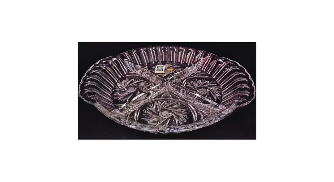 Avitra Crystal Divided Serving Platter – Etched Eight Pointed Star With ...