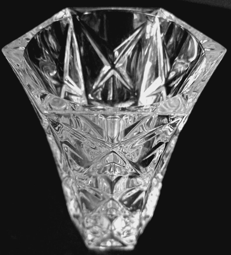 Vintage Lead Crystal Cut Vase – Hexagonal Shape With Repeating X ...