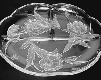 Mikasa Crystal Serving Platter Meadow Melody Pattern With Embossed ...