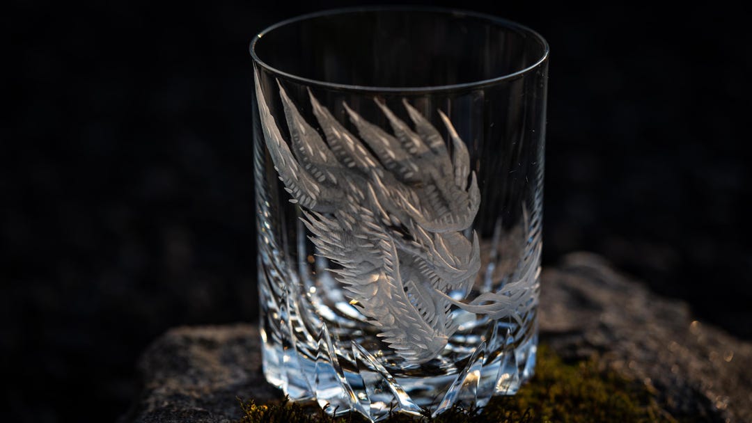 Hand Engraved Dragon Crystal Glass / Hand Cut Whiskey Glass / Tumblr ...
