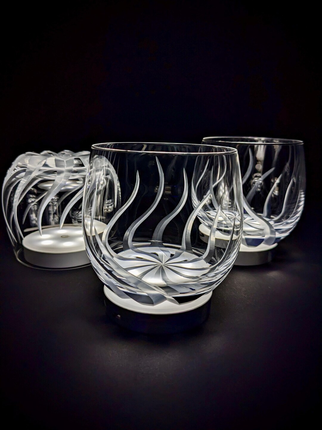 Hand Crafted Flame Drink Glass / Hand Cut - Etsy