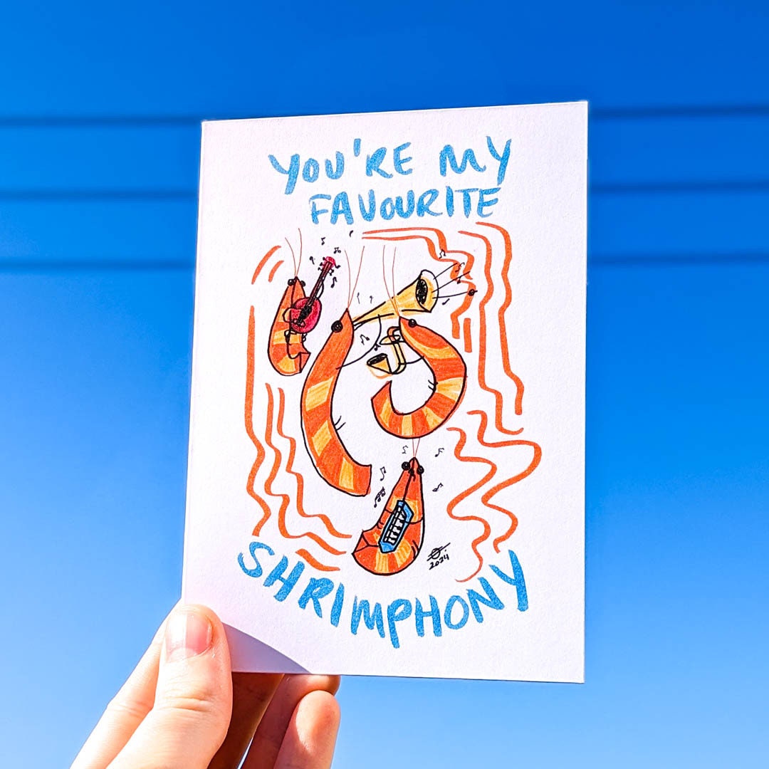 Funny Shrimphony Shrimp Band Greeting Card - Etsy
